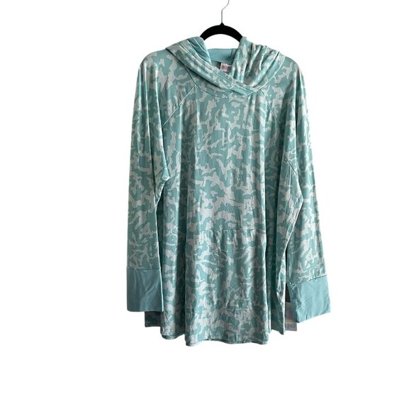 LuLaRoe | Tops | Lularoe Amber Wmn Plus 3x Aqua Bluewhite Hooded Pocket ...